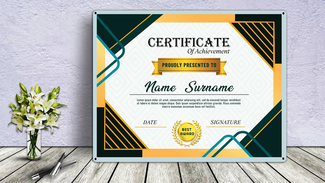 Certificate Design In Photoshop | Professional Certificate Design | How ...