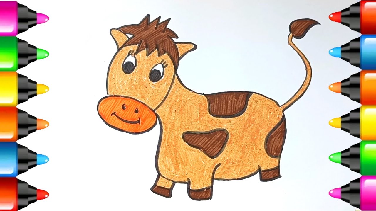 Cow drawing for kids and toddlers/step by step cow drawing and ...