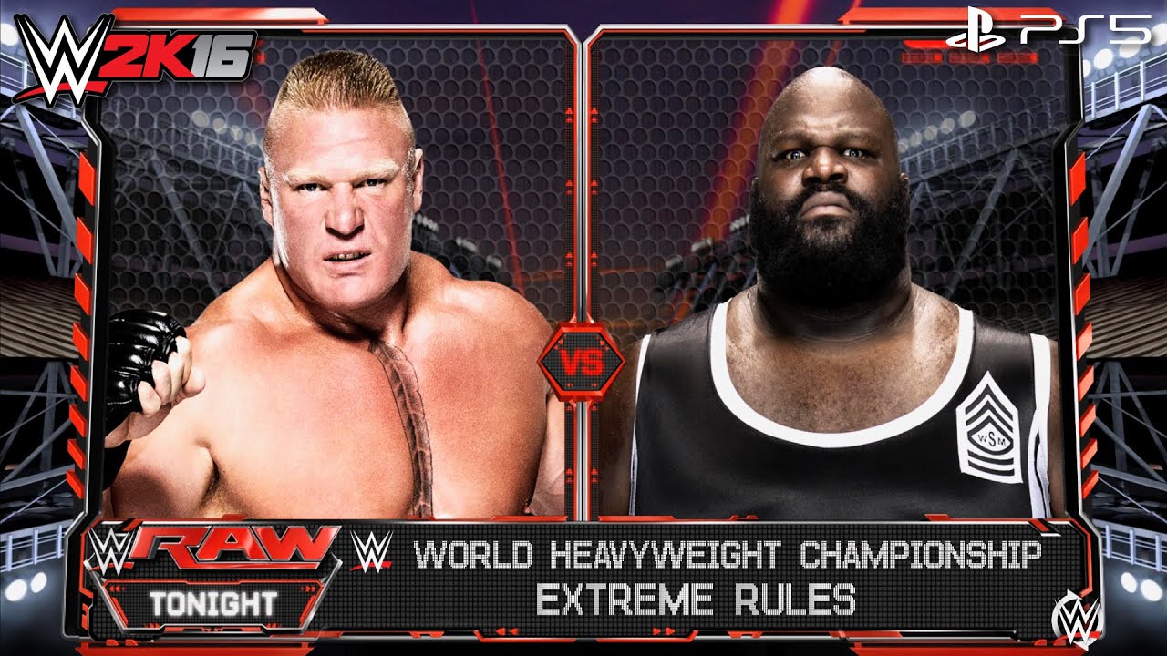 WWE 2K16 - Brock Lesnar vs. Mark Henry - World Heavyweight Championship ...