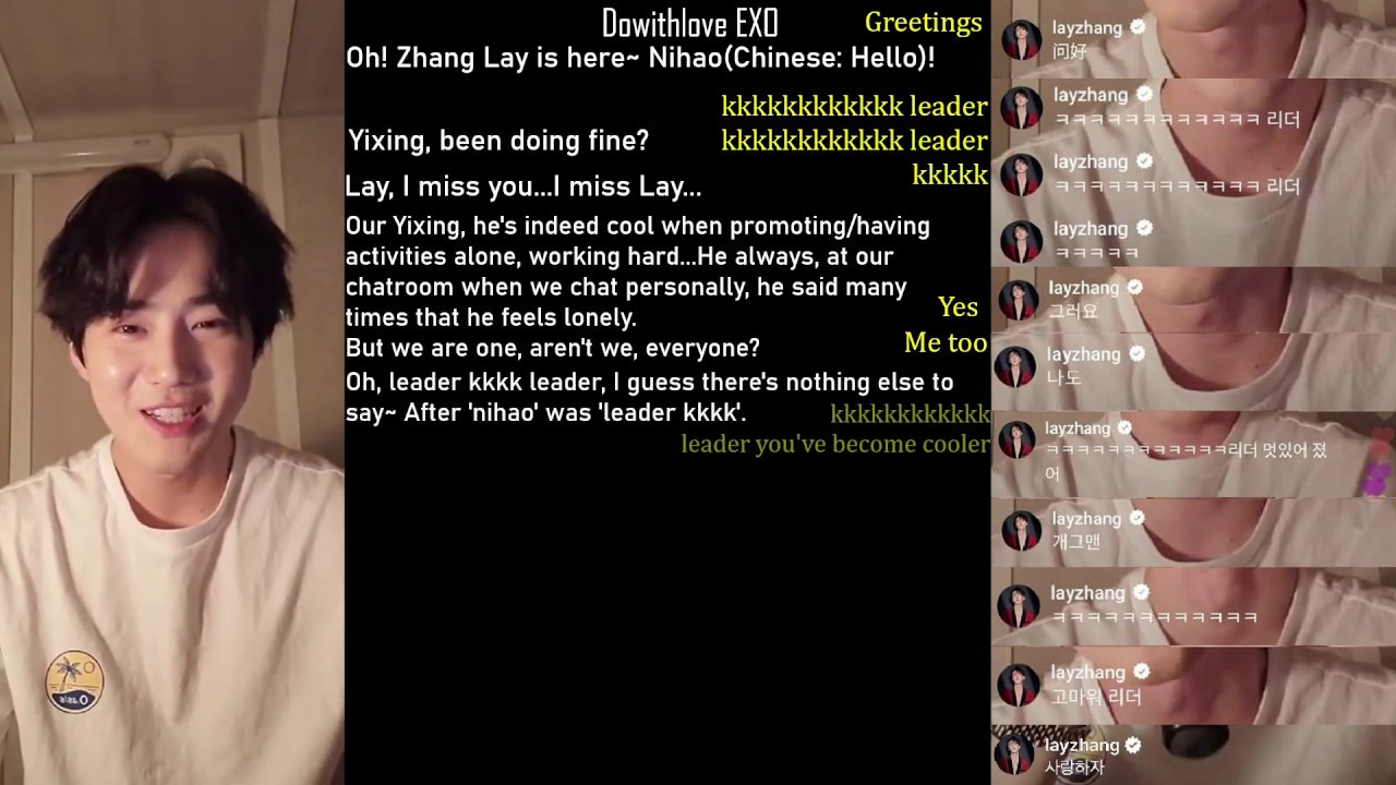 [ENG SUB] Suho & Lay interaction in IG LIVE [25th April, 2020] - YouTube