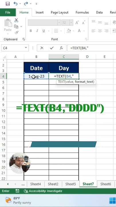 Name of the day from the date in excel . #exceltips #excel #maicosoft #formula #excelpro # ...