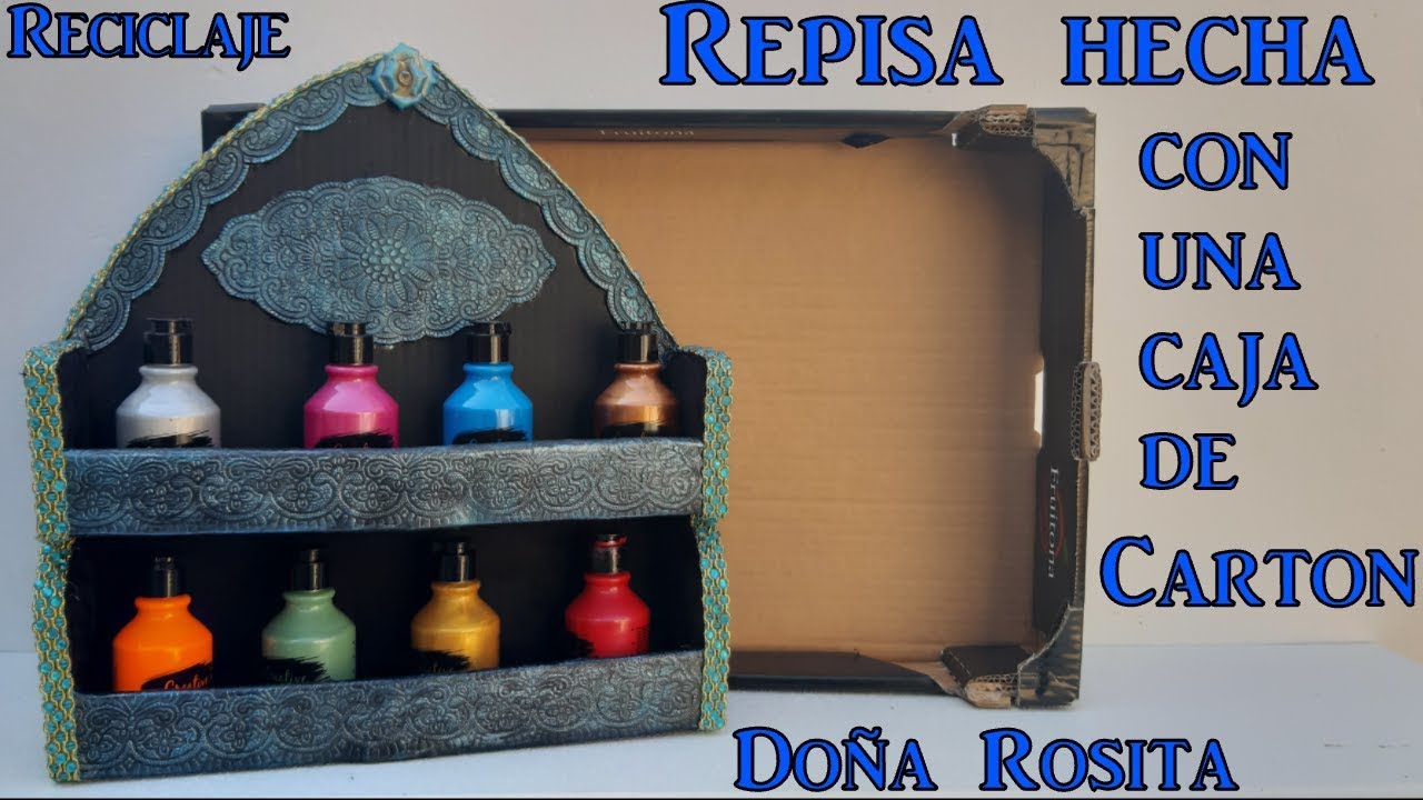 Como hacer una repisa con una caja de carton , manualidades faciles de ...