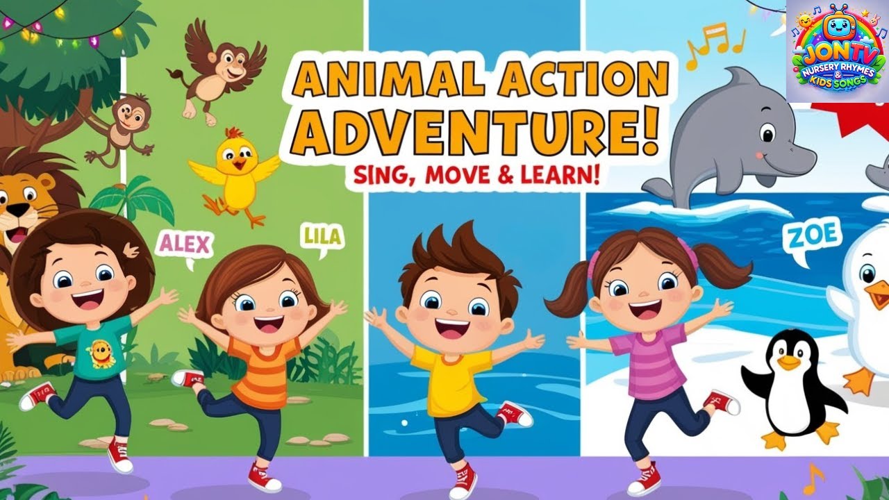 Animal Action Adventure 🐾 | Fun Animal Movement Song for Kids ...