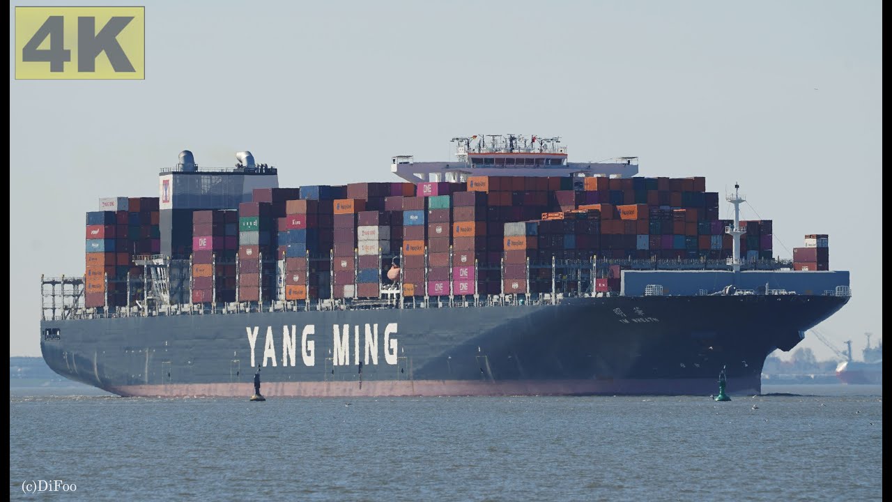 YM WREATH - Shipspotting Germany 🇩🇪 IMO 9708473 - River Elbe near City Otterndorf - 4K VIDEO ...