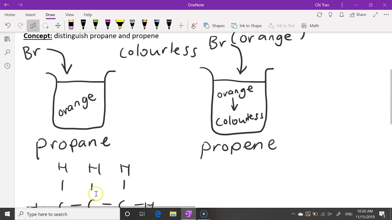 10.2 Functional group chemistry - distinguish propane and propene - YouTube