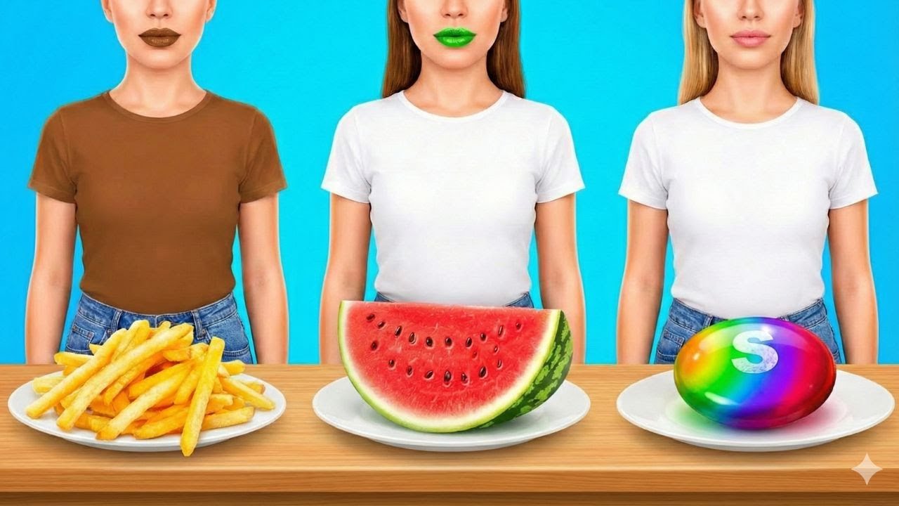 BLUE vs. RED FOOD SHOWDOWN 🧡💙 Only 1 Color Food for 24 HRS! Hot Girl vs ...