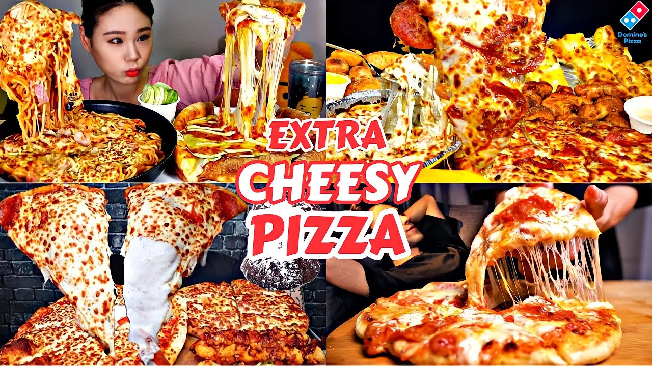 Extra CHEESY PIZZA : Mukbangers Enjoying Extra Cheesy Pizza Goodness! 🍕 ...