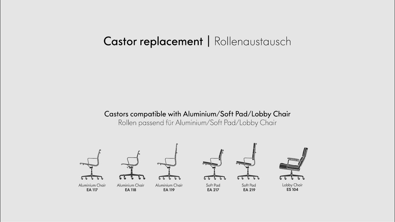 Vitra Eames Aluminium Chair castor replacement | Vitra Eames Aluminium ...