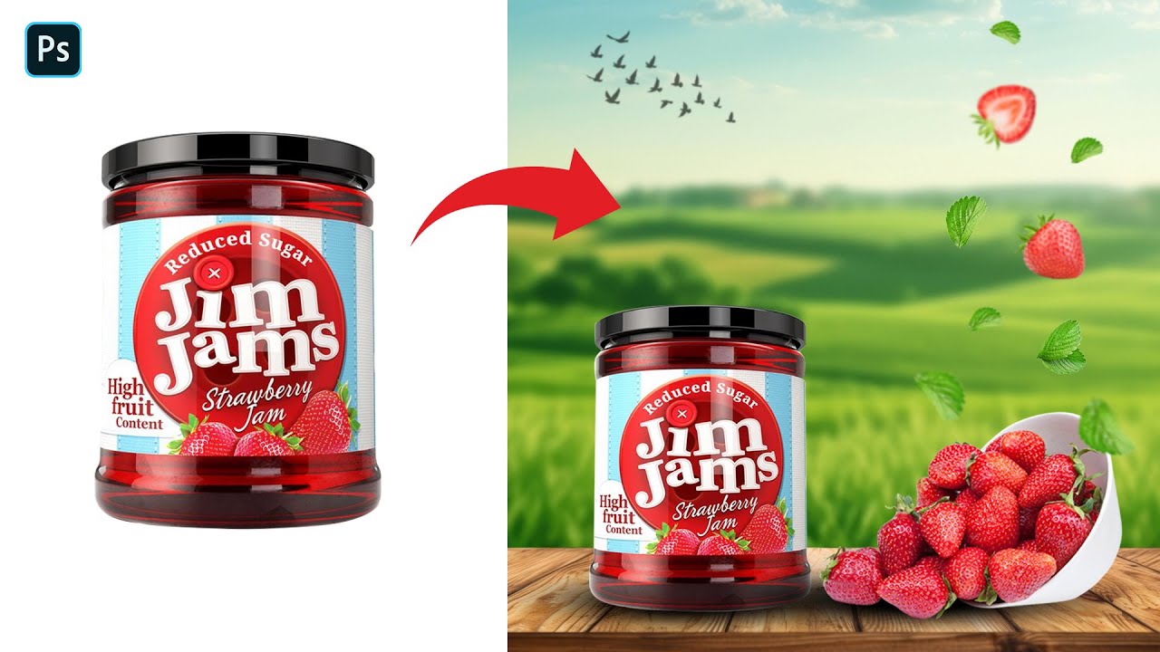 Unlocking the power of Photoshop designs | Jam Bottle Poster - YouTube