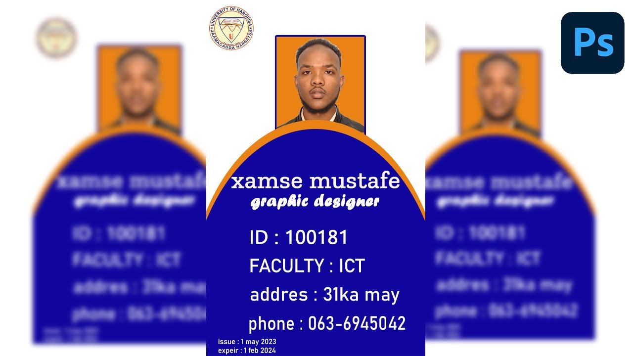 SIDA LO SAMEYO ID CARD DESIGN ][ [ADOBE PHOTOSHOP CC2021] 2023 - YouTube