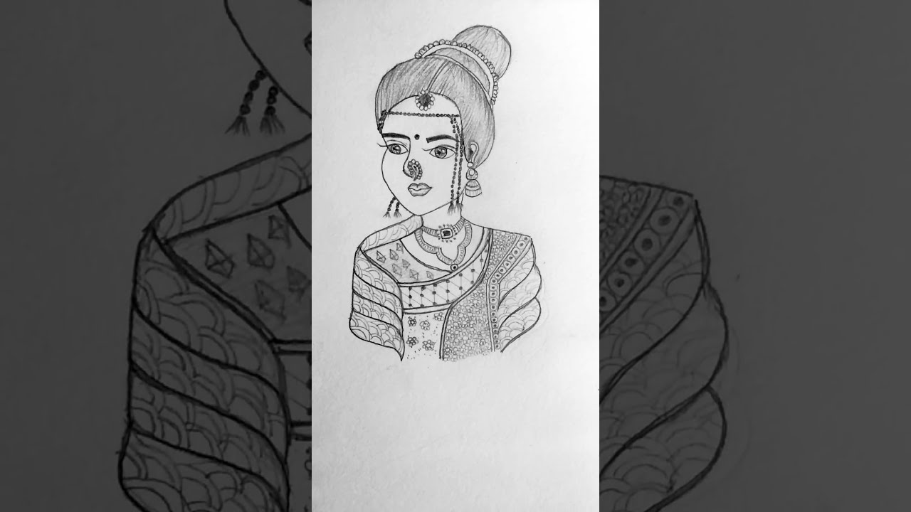 Indian bride pencil drawing tutorial, pencil drawing, how to draw ...