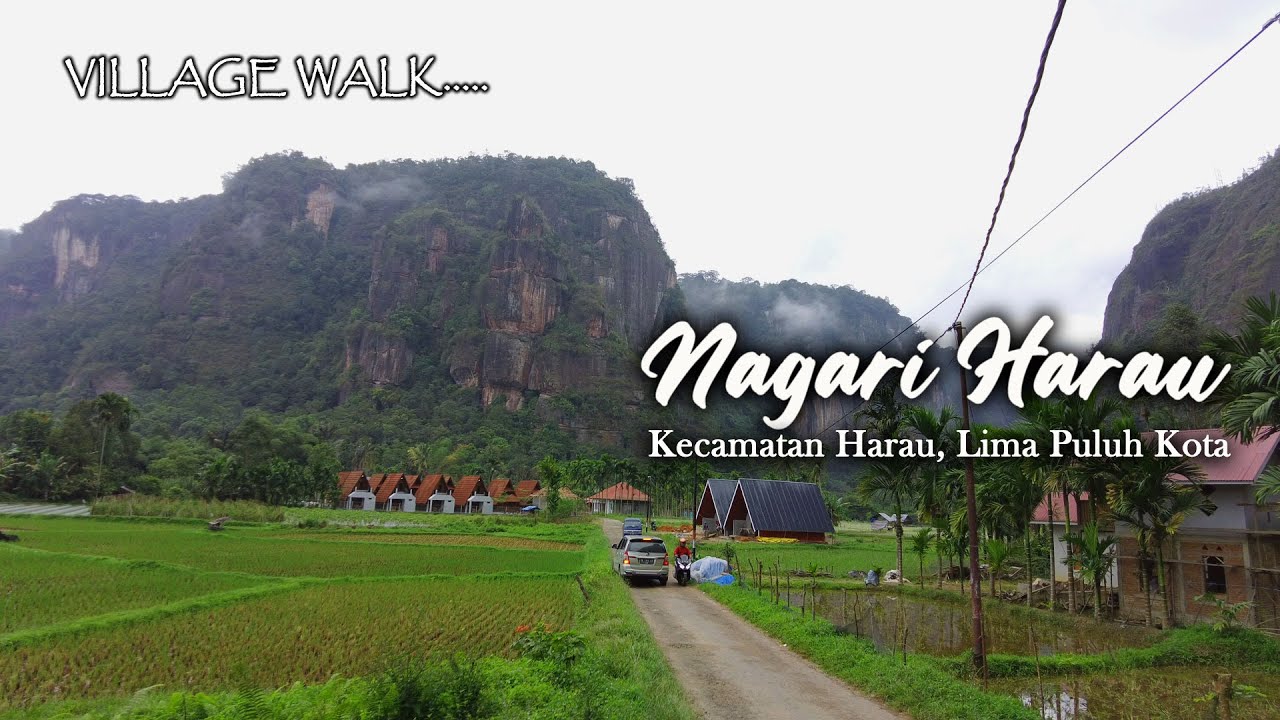Walking in Iconic West Sumatra Beautiful Village Through Chilly Cold ...