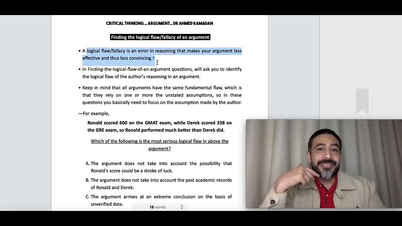 Logical Flaws of an argument and logical flaw questions - YouTube