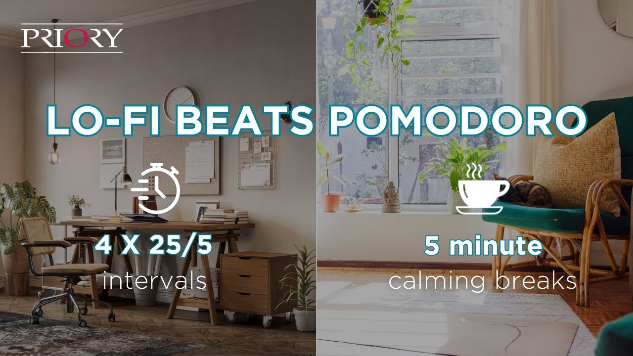 2 Hour Pomodoro Timer (4x25/5) with Lo-fi Chill | Focus Music for ADHD ...