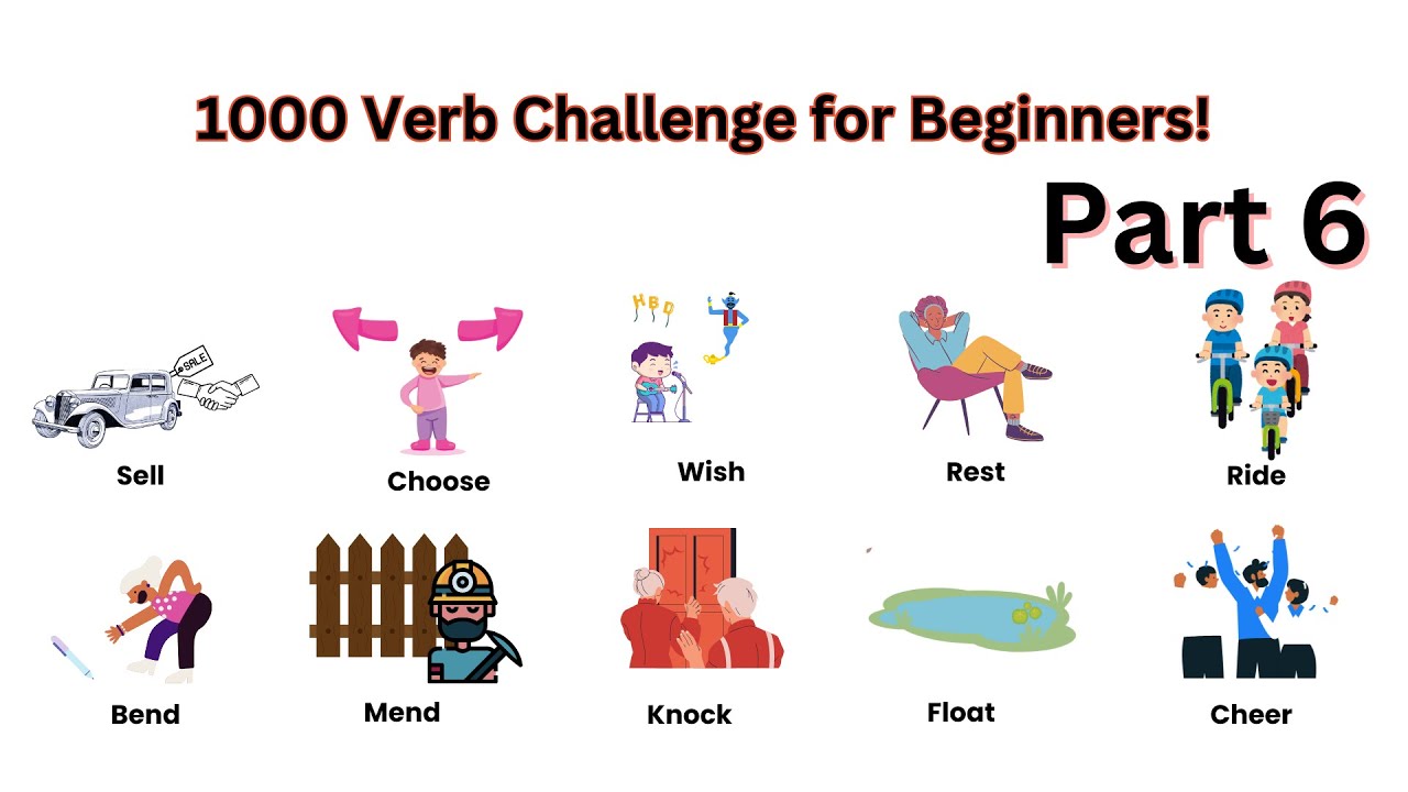 1000 Verb Challenge for Beginners! | part 6 | Common Action Verb with ...