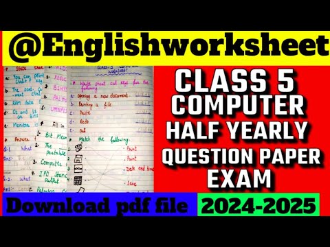 Class 5 Computer Half Yearly Exam Question Paper 2024-25|Half Yearly ...