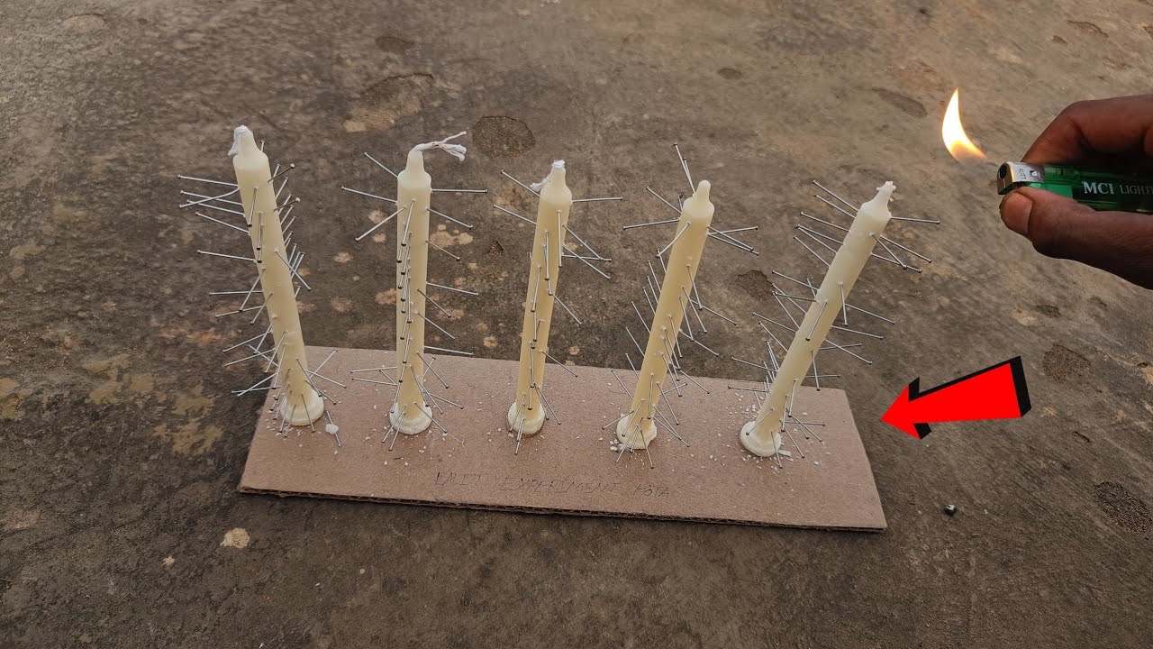 Candle VS Steel Bell Pins Dangerous Experiment💥💥 Candle or steel pins ...
