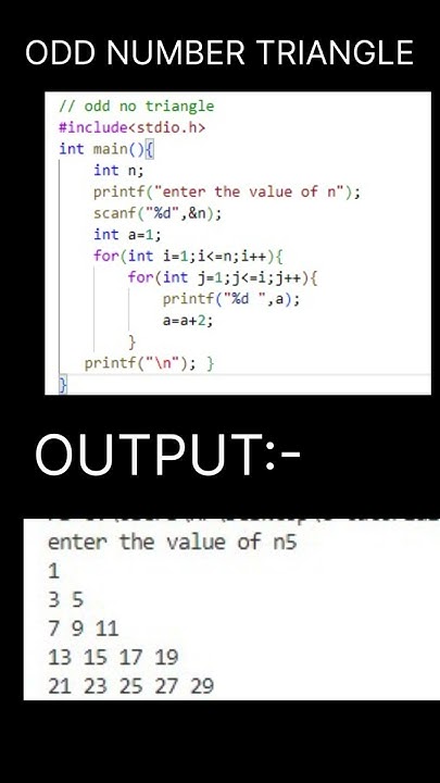 Odd number triangle code in c ( very easy explanation)#computerengineering #dsa #coding #shorts ...