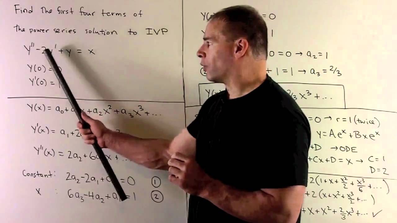 Power Series Solution For Y 2y y x Y 0 0 Y 0 1 YouTube