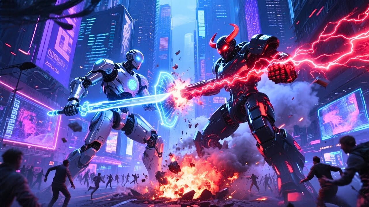 The Last Defense ⚔️ Humanity’s Final Battle in Futuristic Neon City ...