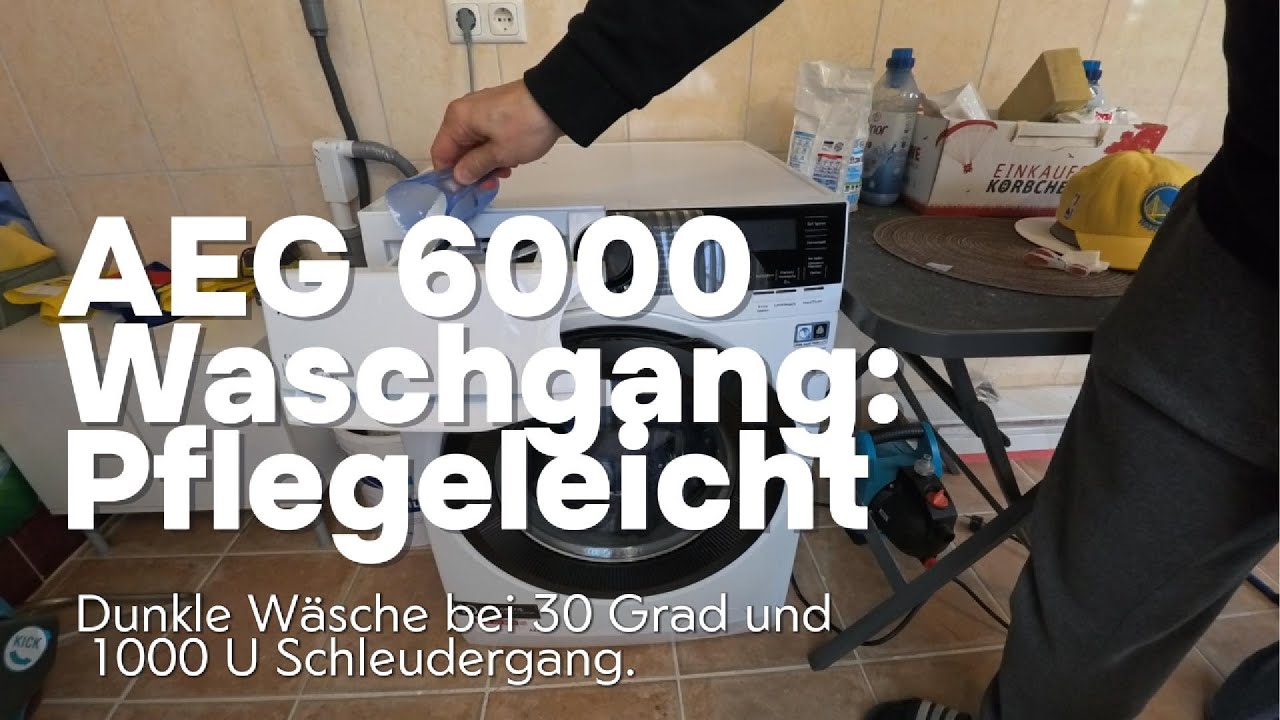 AEG 6000 LR6F65409 Pflegeleicht Waschgang Dunkel 30 Grad - YouTube