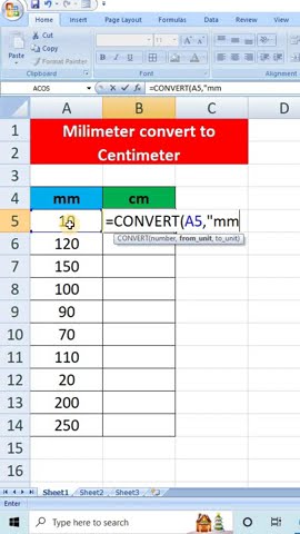#shorts | #exceltutorial | millimeter convert to Centimeter in Excel ...