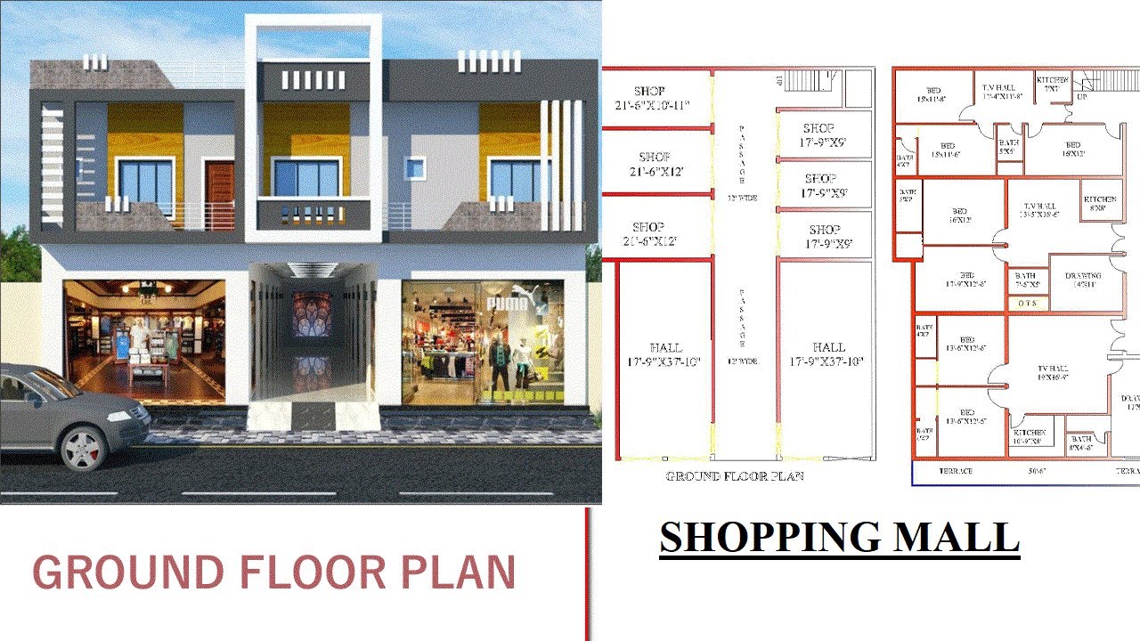 MINI SHOPPING CENTRE & 50X28 HOUSE PLAN - YouTube