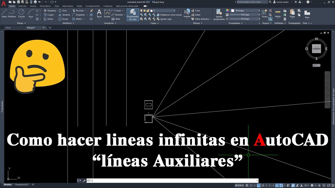 Como hacer líneas infinitas ( auxiliares) en AutoCAD - YouTube