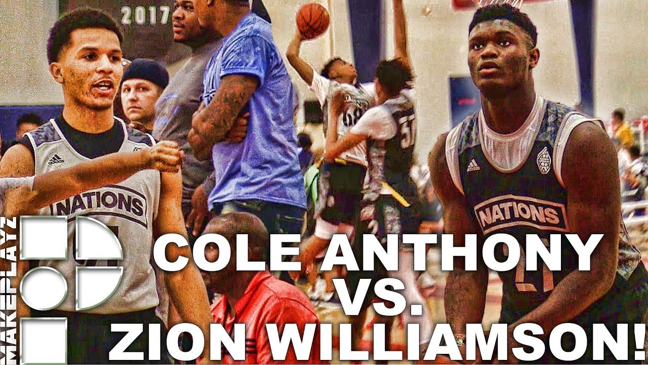 Zion Williamson vs. Cole Anthony Head to Head Matchup! USA 2018 vs USA ...