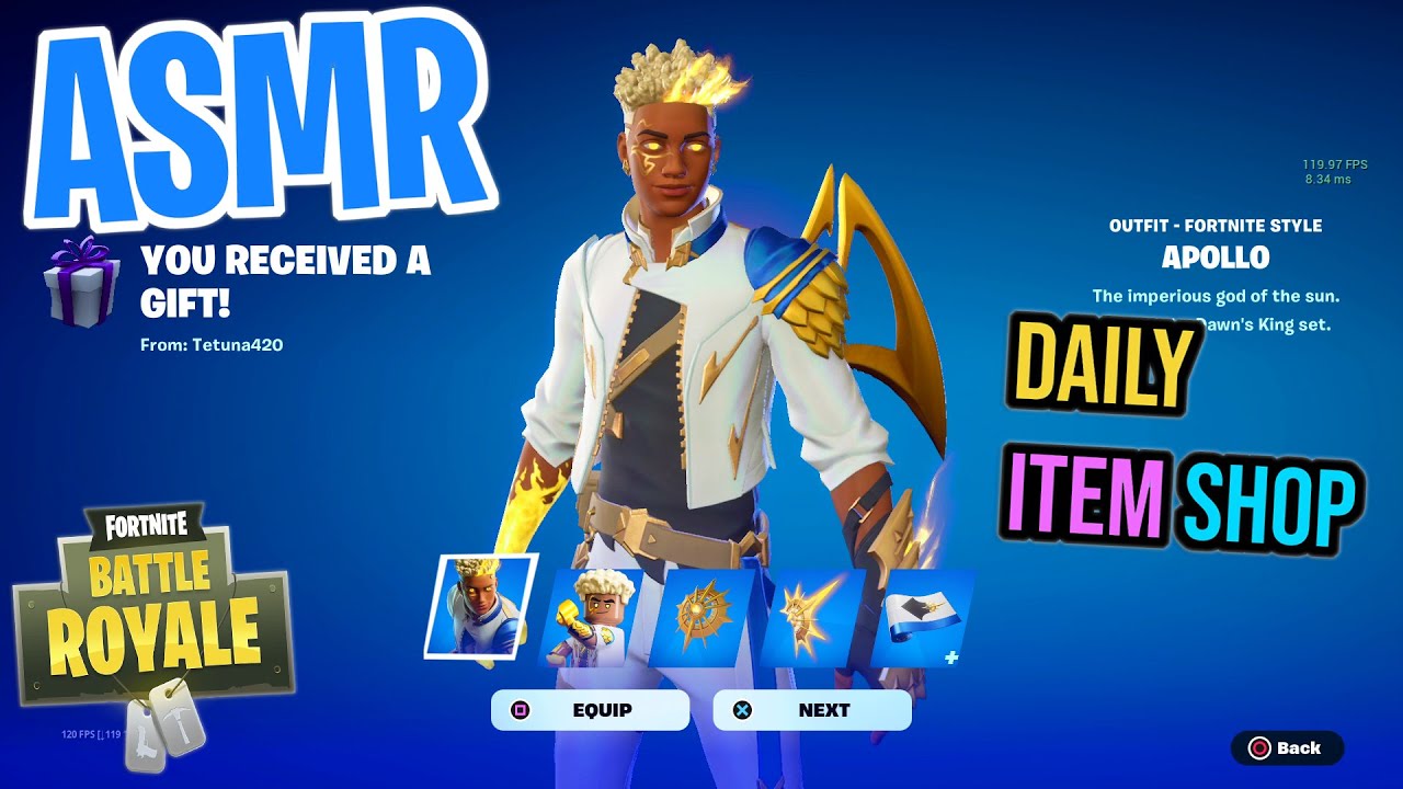 ASMR Fortnite NEW Apollo Skin Gift! Daily Item Shop 🎮🎧 Relaxing ...
