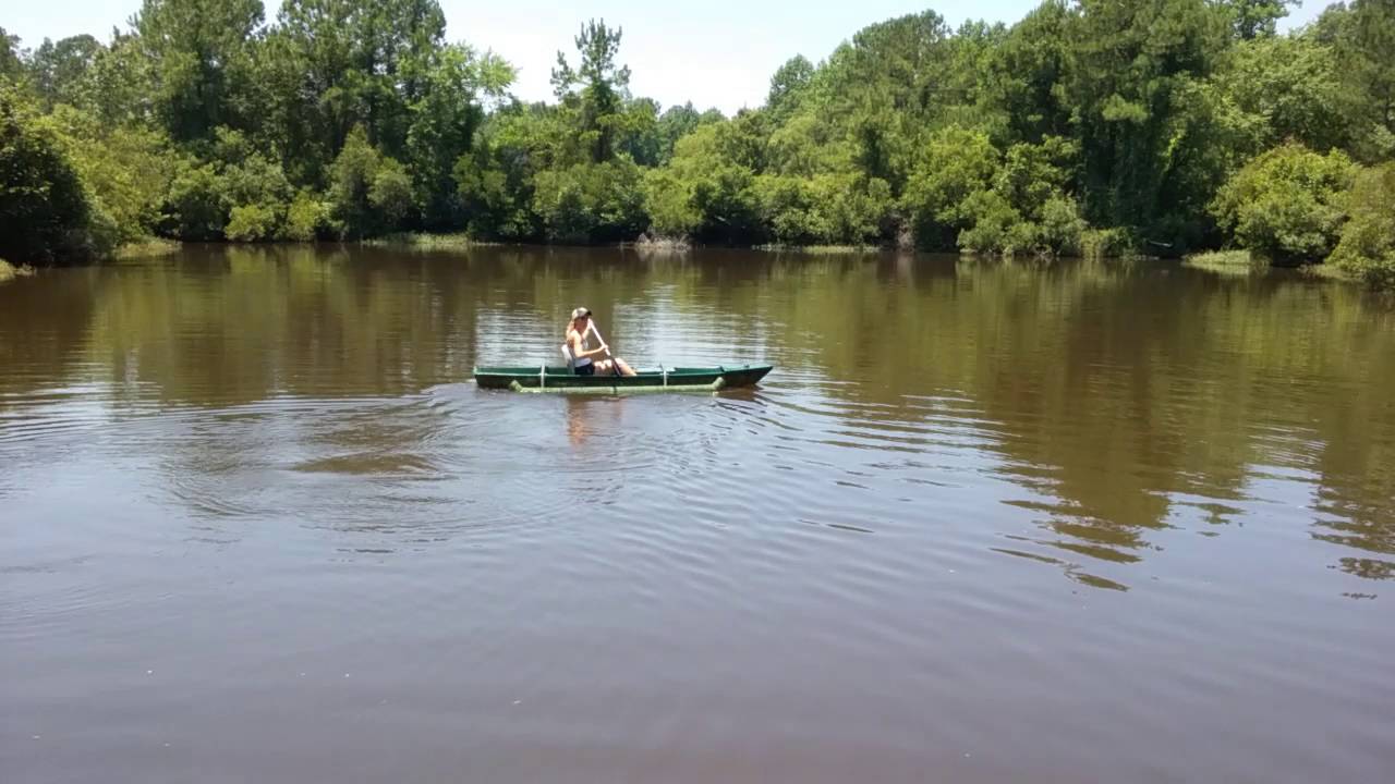 Home crafted One-Man Boat with pontoons. - YouTube