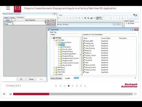 Steps To create Numeric Display and Inputs in a FactoryTalk View ME application - YouTube