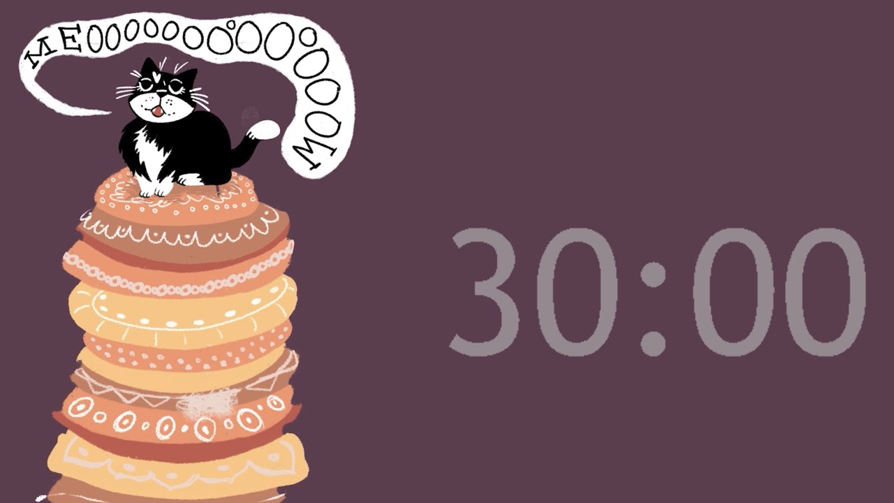 30 Minute Pomodoro Timer of Cute Meowing Cat | Study, Work, or Clean with Me - YouTube