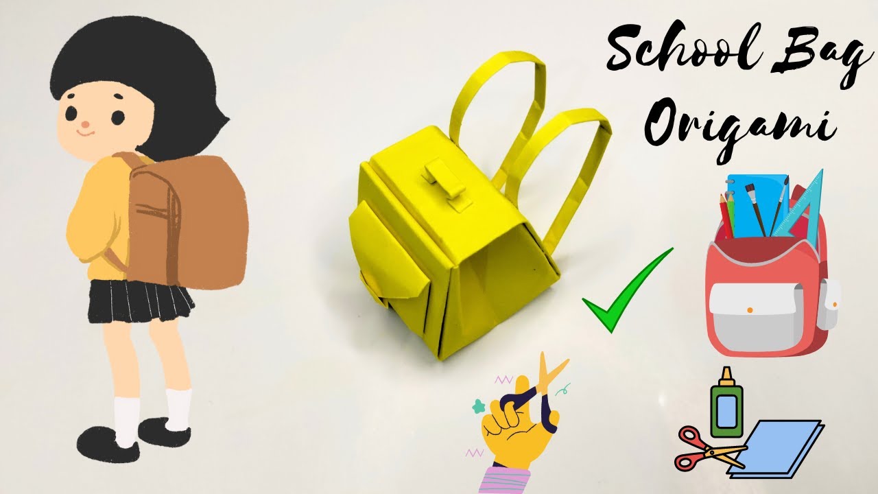 Origami Backpack/Easy DIY School Bag with paper! Only 1 Sheet of paper ...