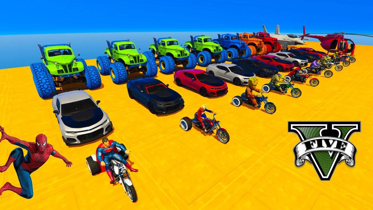 GTA V New Epic Ramp On Cars, Super Cars, Fighter Jets, Monster Trucks ...
