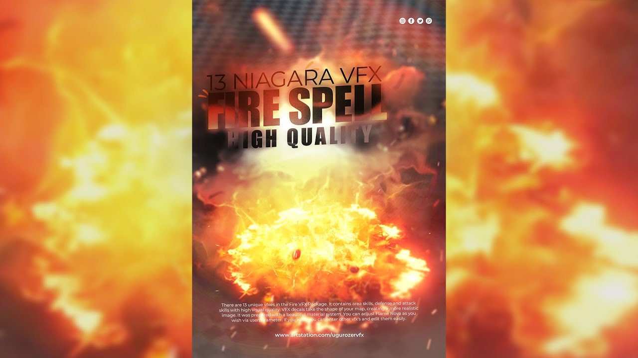 UE4 | Fire Element - Spell VFX Pack "14 Niagara Particle" High Quailty ...