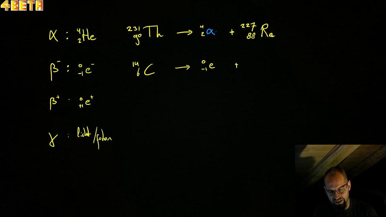 Vervalreacties - alfa, beta+, beta- en gammastraling - YouTube
