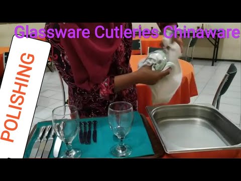 Polishing Glassware Cutleries Chinaware - YouTube
