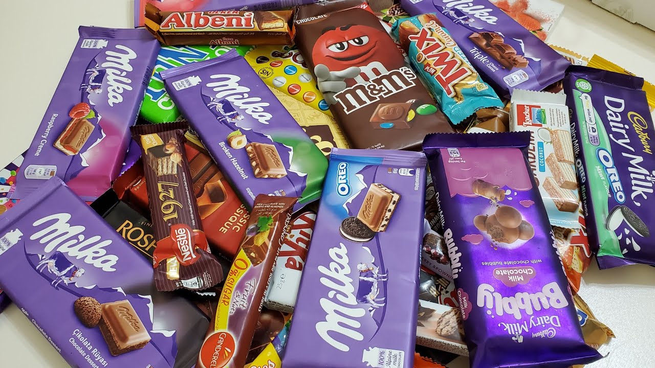 Lots of new candies opening ASMR, milka, kit kat and much more - YouTube