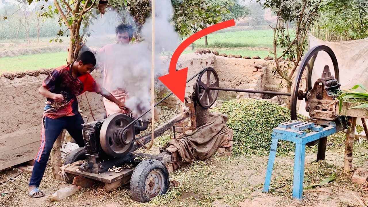 Starting diesel Engine || Chaff Cutter Machine at Mobile Engine - YouTube