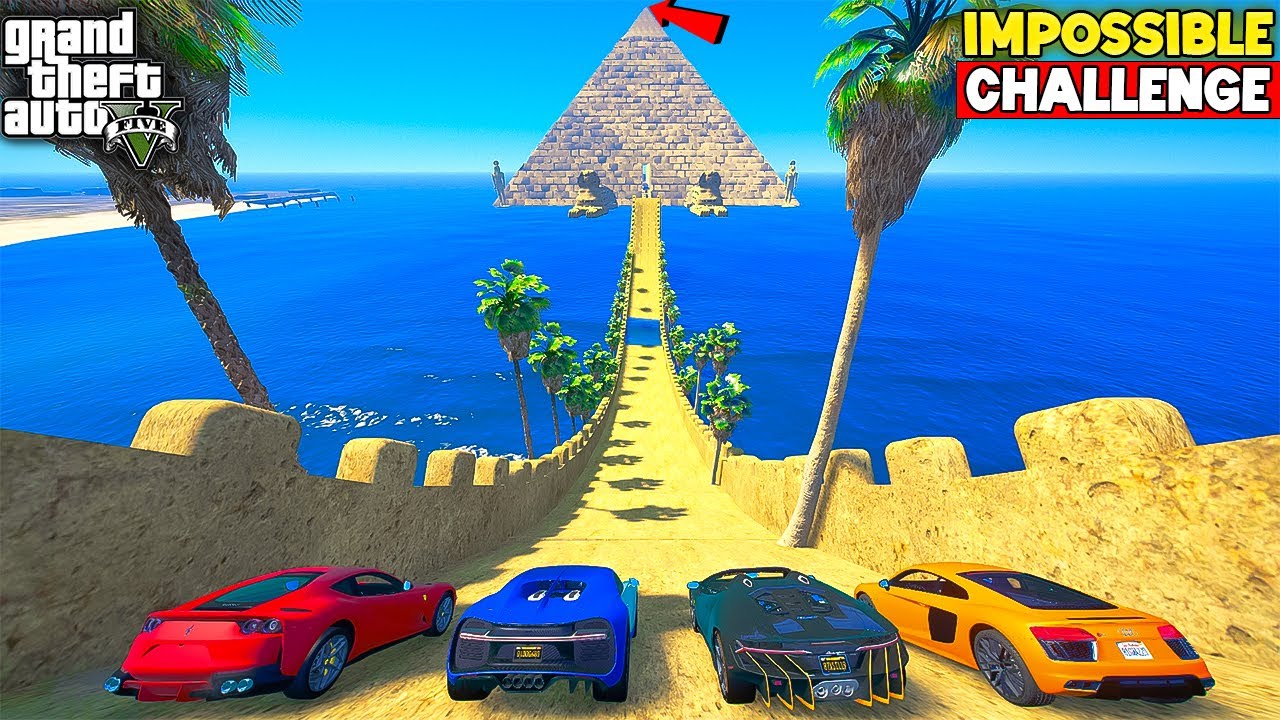 SUPER CARS Vs WATER PYRAMID RAMP JUMP | GTA 5 MODS! - YouTube