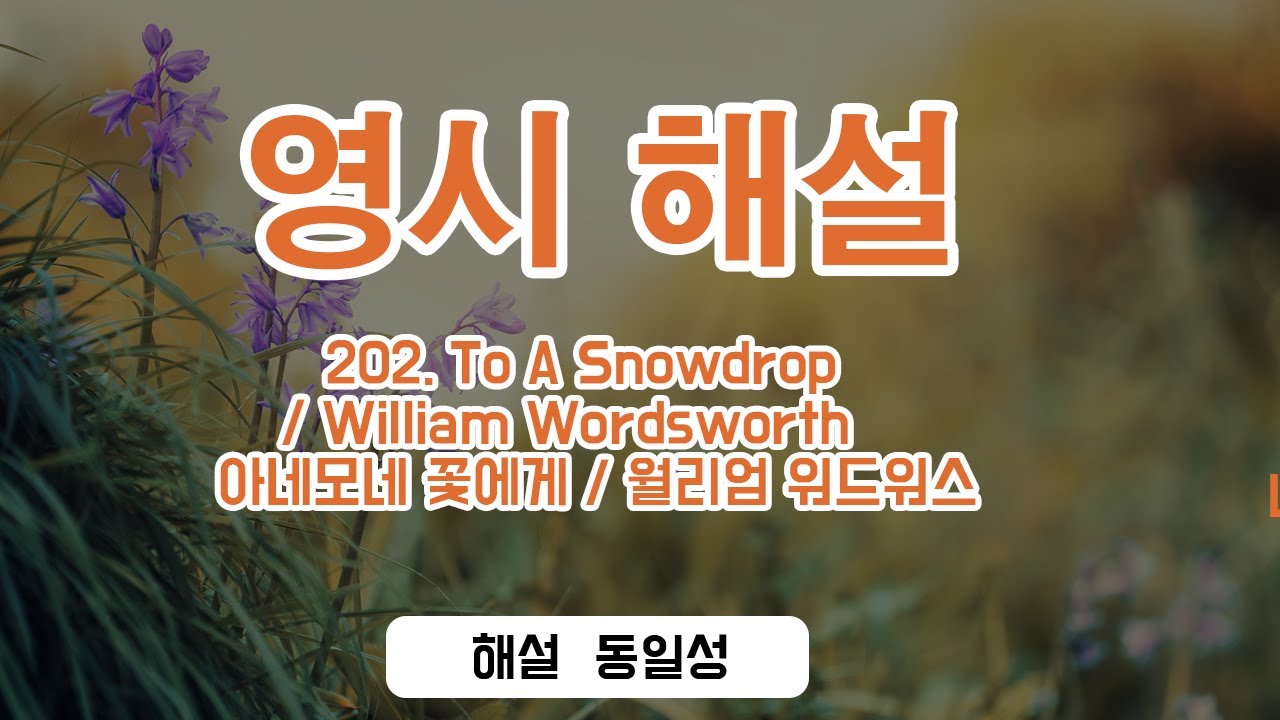 202. To A Snowdrop / William Wordsworth 아네모네 꽃에게 / 월리엄 워드워스 - YouTube