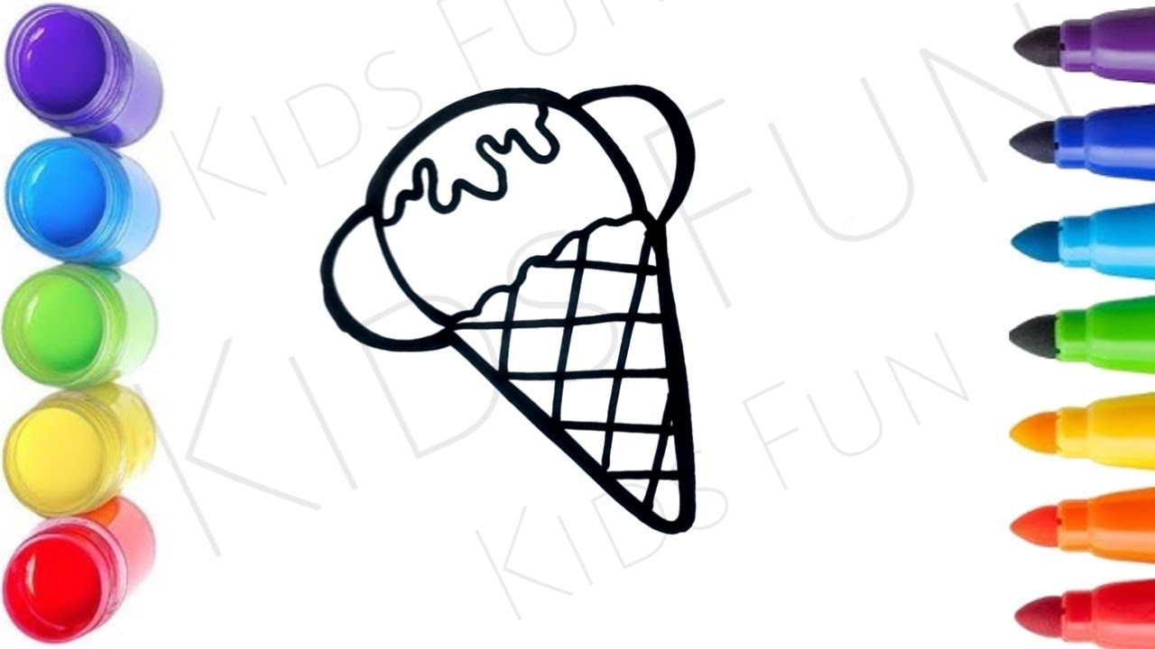 Ice cream Drawing, Painting & Coloring For Kids and Toddlers_ Child Art ...