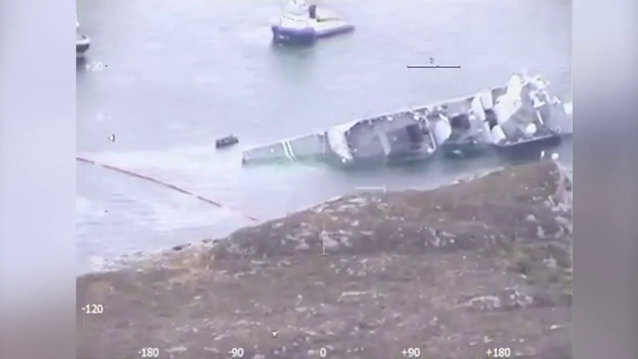 Race To Stop Norway Frigate Sinking After Oil Tanker Collision - YouTube
