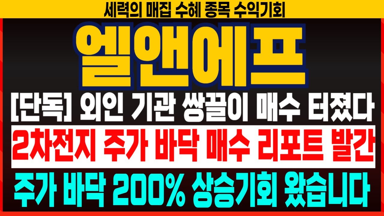 엘앤에프 주가전망 2차전지 주가 바닥 Jp모건 매수 리포트 긴급발간 금투세 폐지최종결정 임박 주가 200 상승기회 왔습니다 엘앤에프 선대인tv 금투세