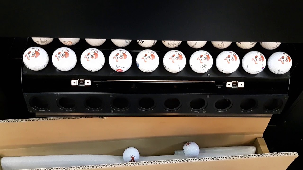 Apache UV Printer Flux UV printing on golf ball conveyor belt - Part2 ...