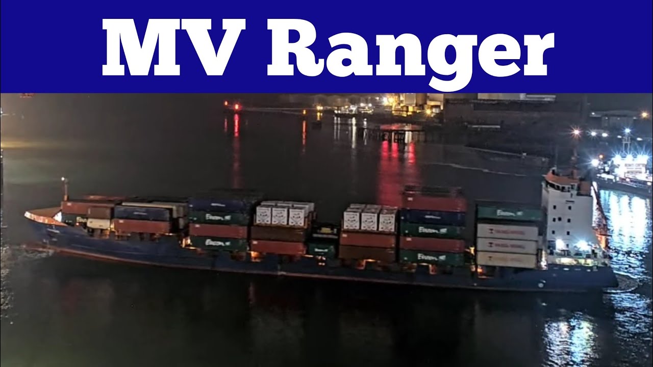 container ship MV Ranger leaving Dublin - YouTube