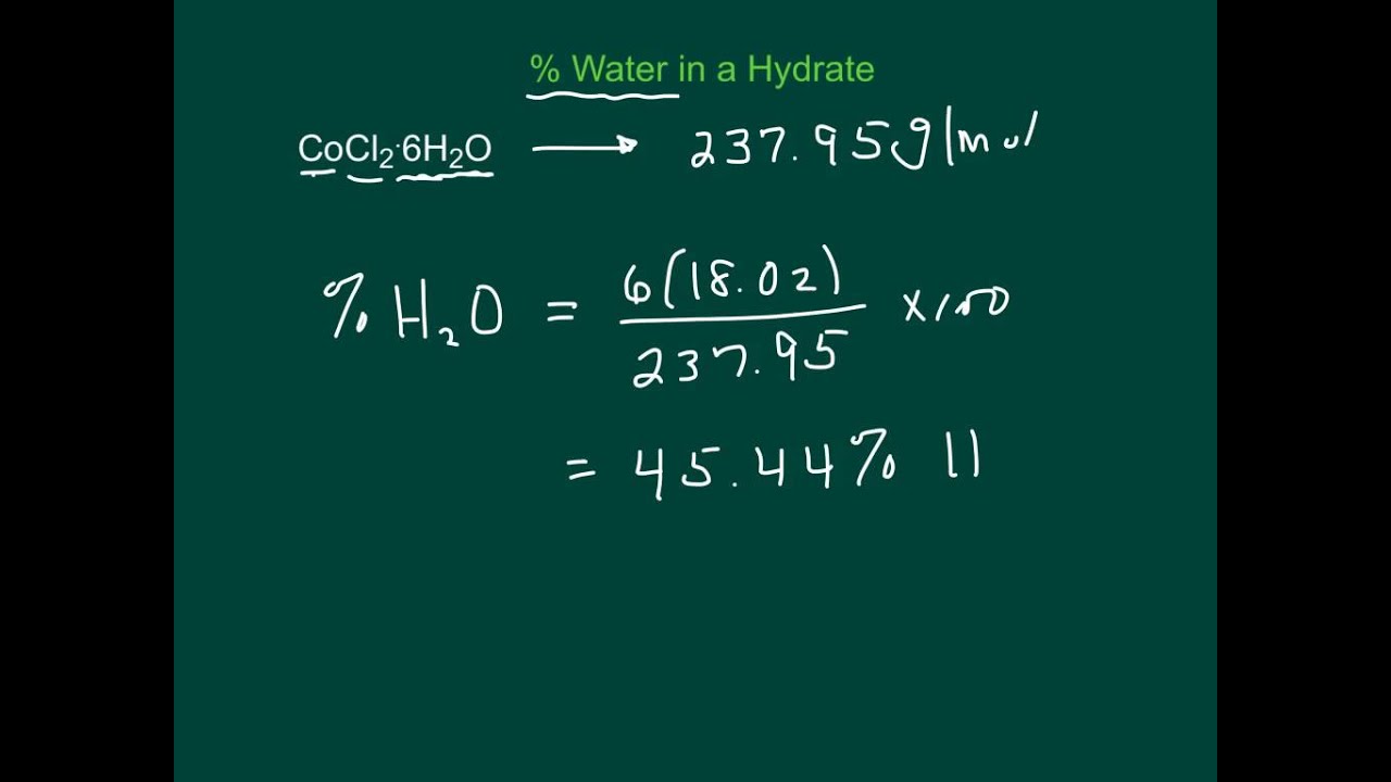 Percent water in a hydrate - YouTube