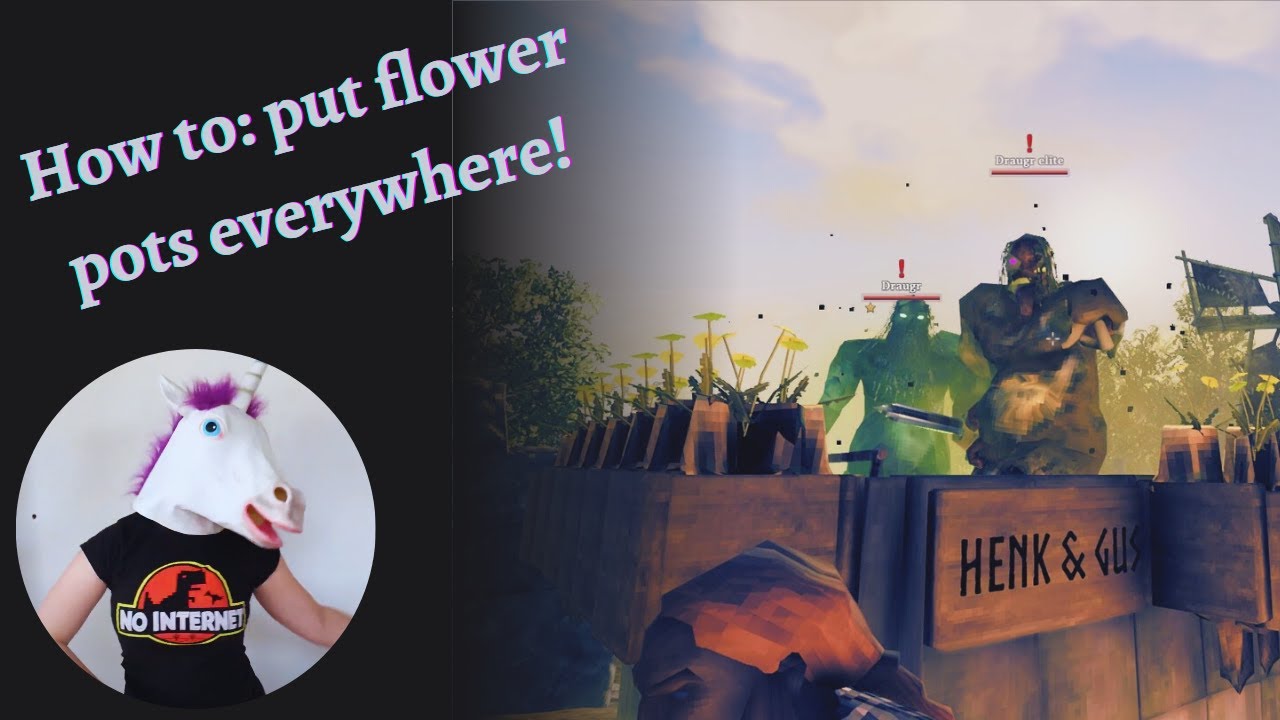 Valheim Buildheim - How to make your favourite flower pot! - YouTube