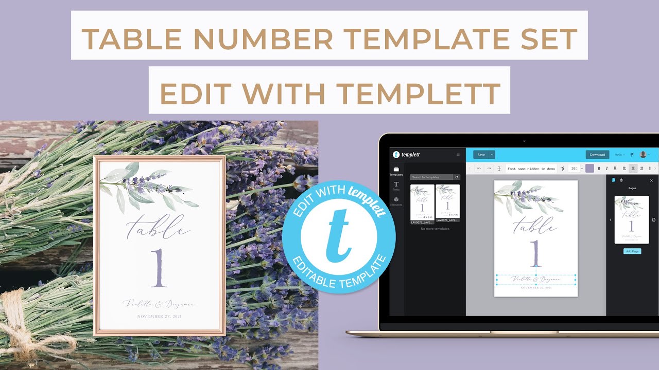 Edit with Templett V2 - Table Number Template tutorial - YouTube